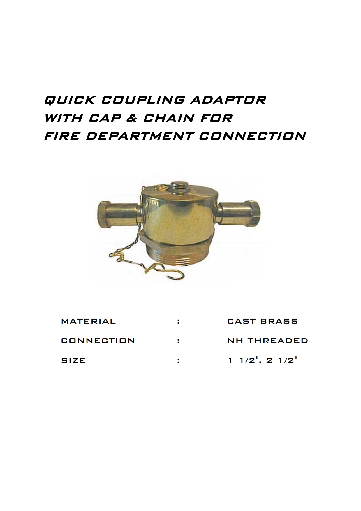 BRASS QUICK COUPLING FOR FDC
